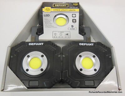 New Defiant 600 Lumens 3Pack Utility Lights Magnetic Hook LED Includes ...