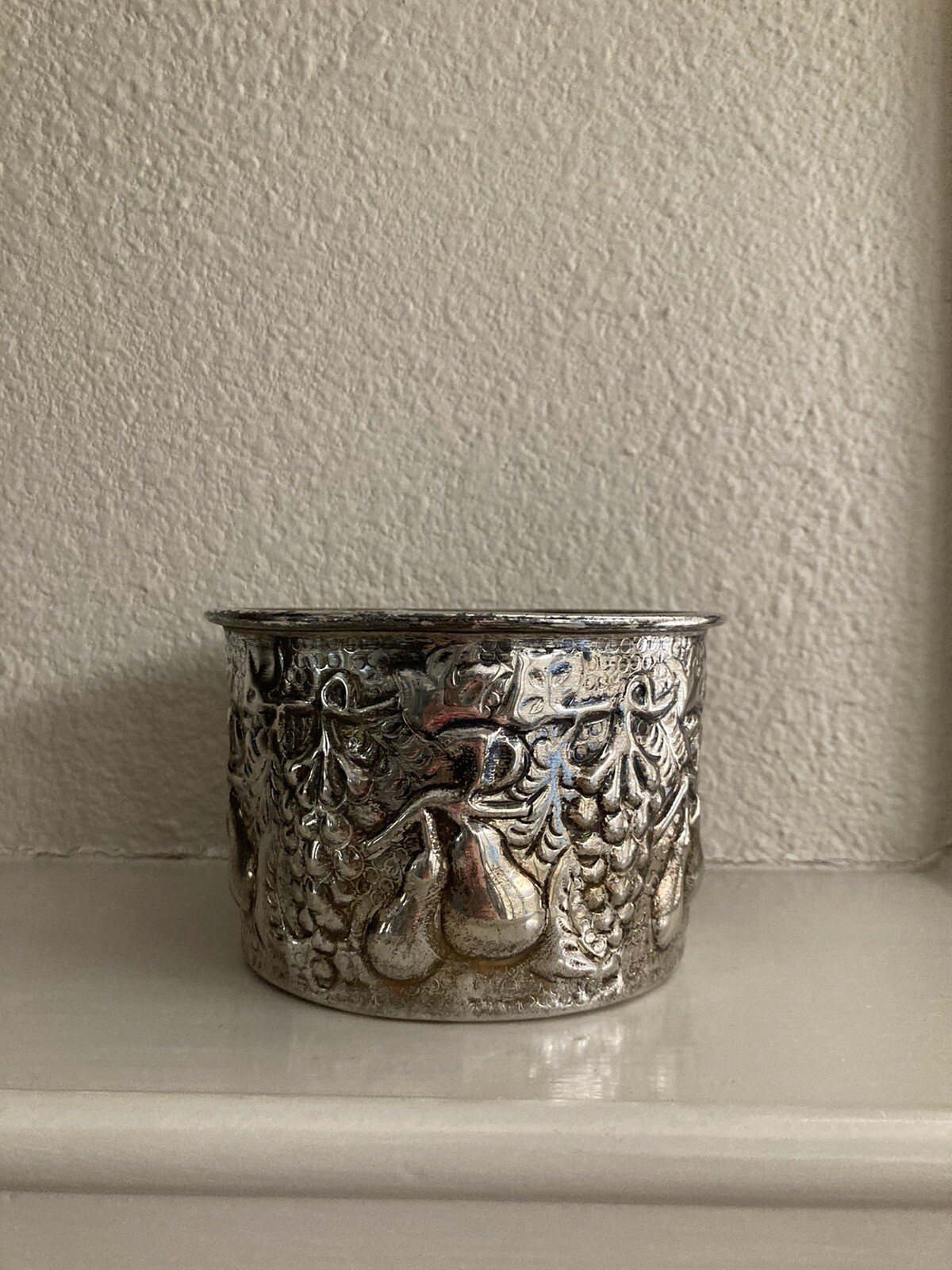 EL De Uberti Italy Silver Plate Wine Bottle Coaster Grapes & Pears ...