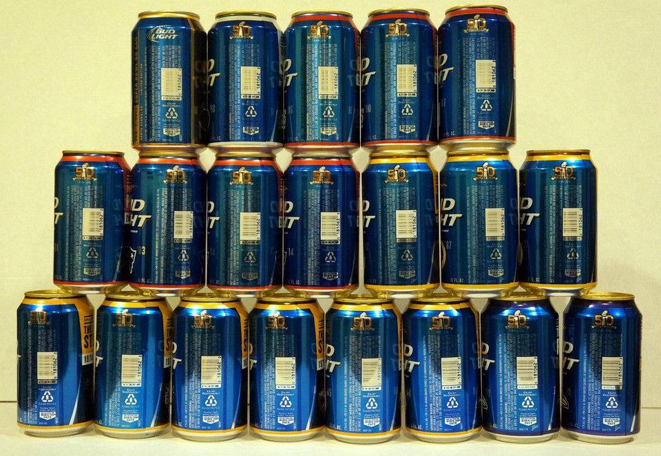 20 Empty Cans of 2015 Bud Light NFL Commemorative Super Bowl 50 Limited ...