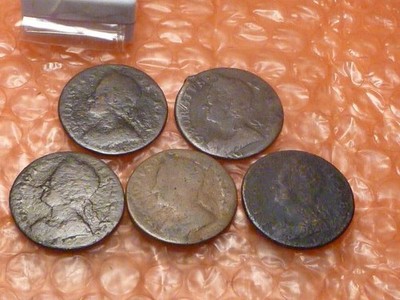 Original 1734-1754 George II Colonial Halfpennies 5 Coins Total | eBay