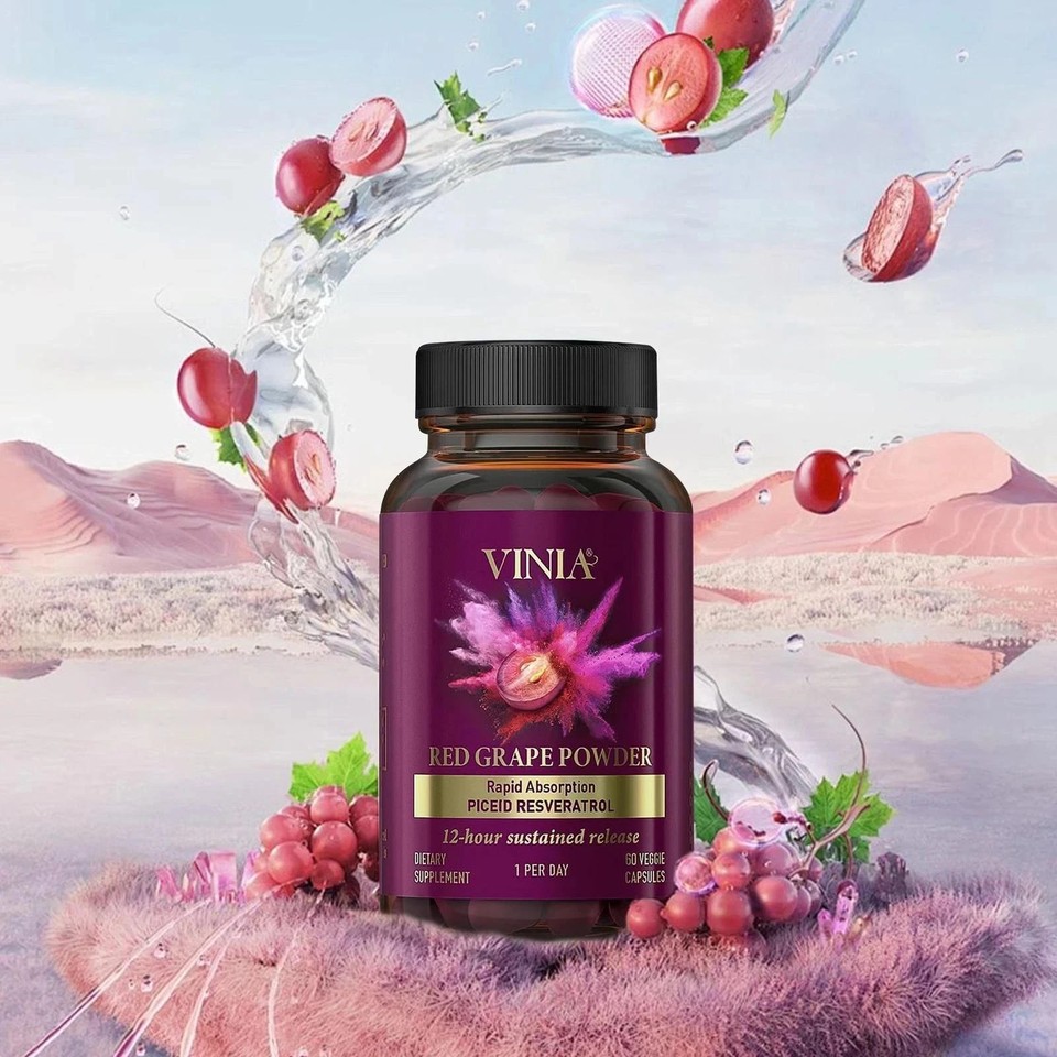 Vinia Red Grape Powder Rapid Absorbtion Piceid Resveratrol 60 Veggie ...