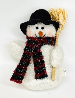 Mini Snowman Plush With Broom, Scarf, Hat & Carrot Nose | eBay
