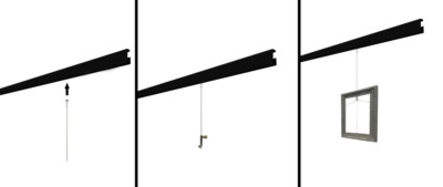 clip rail KIT 3m & 6 cables Gallery Picture hanging system stas ...