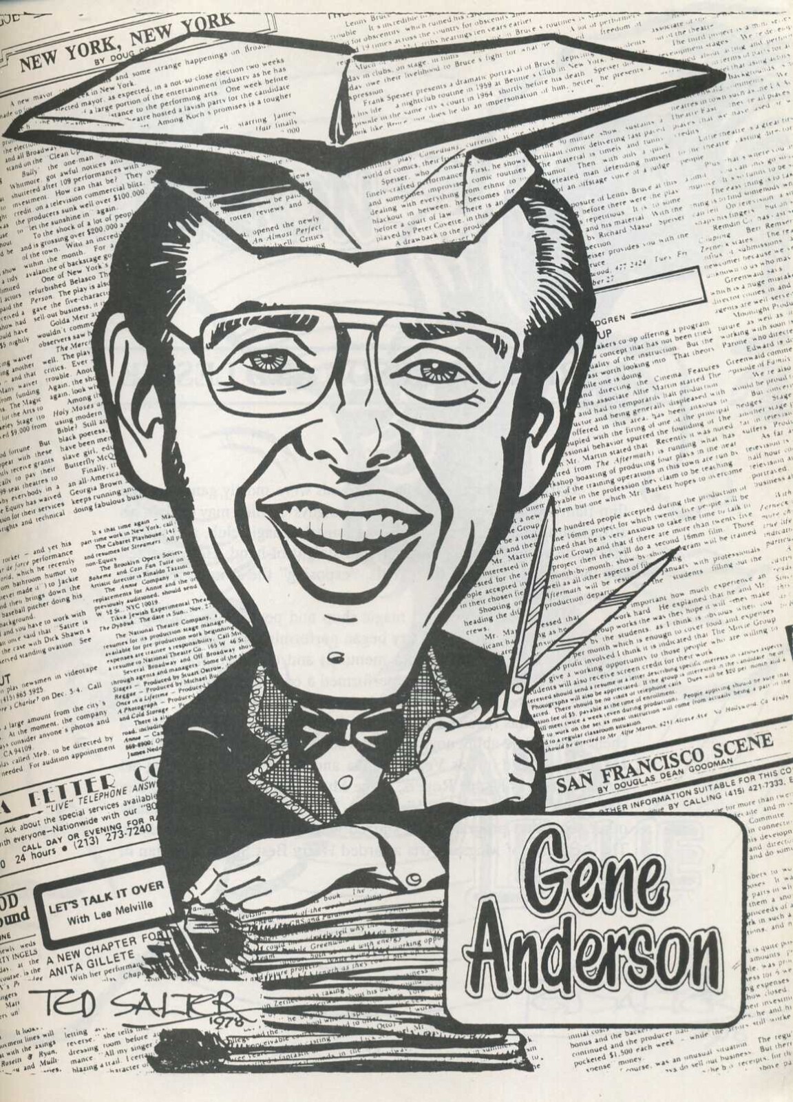 Gene Anderson caricature 1988 book The Magic Castle Walls of Fame by ...
