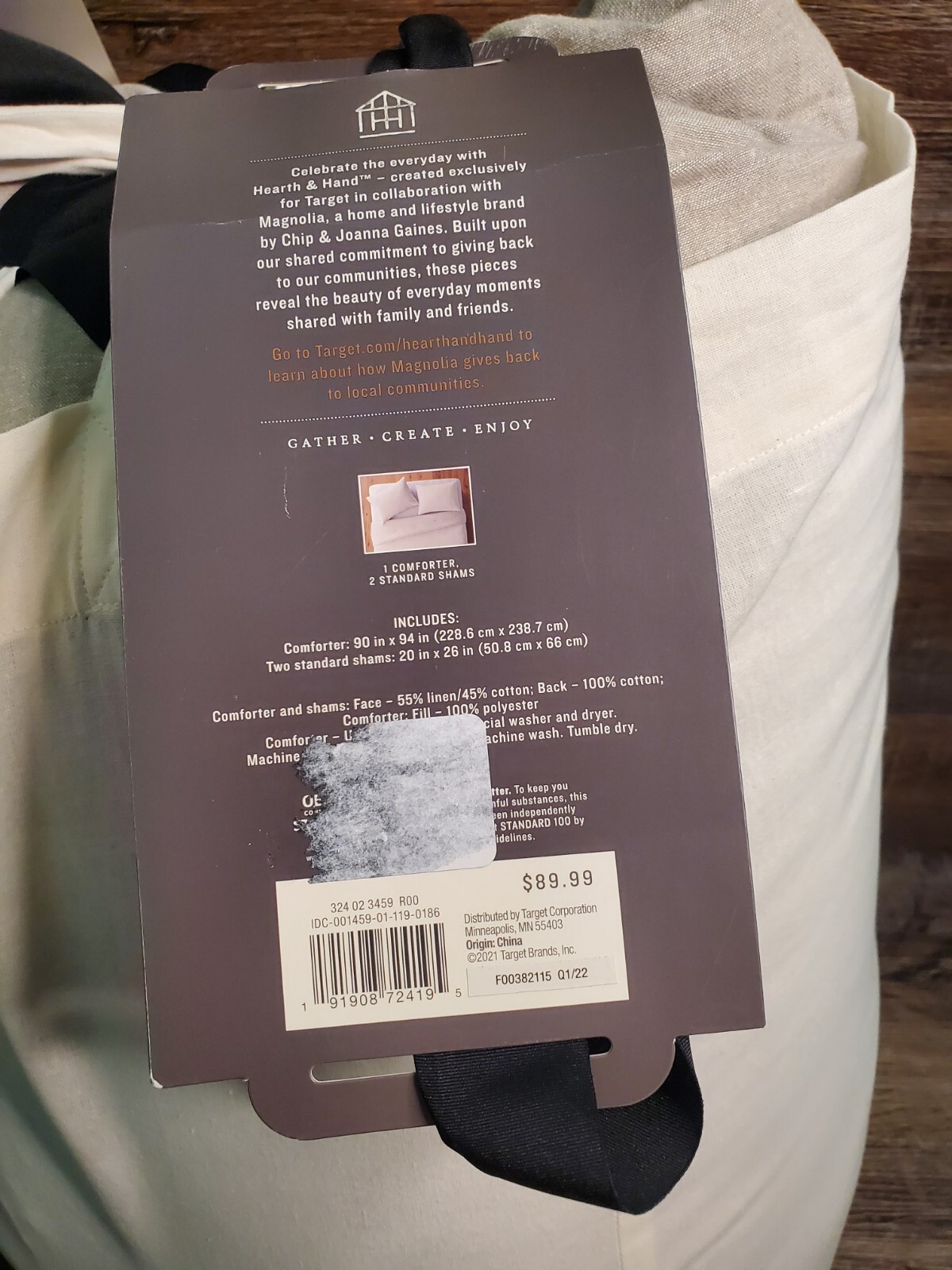 Hearth & Hand Magnolia Jet Gray Raw Edge Linen Blend Queen Comforter ...