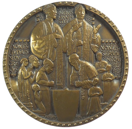 France religion HOMAGES AUX MISSIONS bronze 68mm by Albert De Jaeger ...