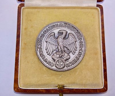 GREAT NOT-PORTABLE FASCIST MEDALLION IN 800 SILVER WITH BOX (ITALY WW2 ...