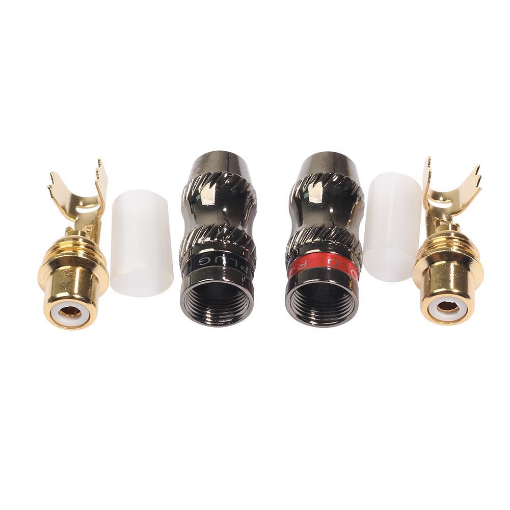 2pcs RCA Female Plug Audio Connector Gold Plated Speaker Jack Wire ...
