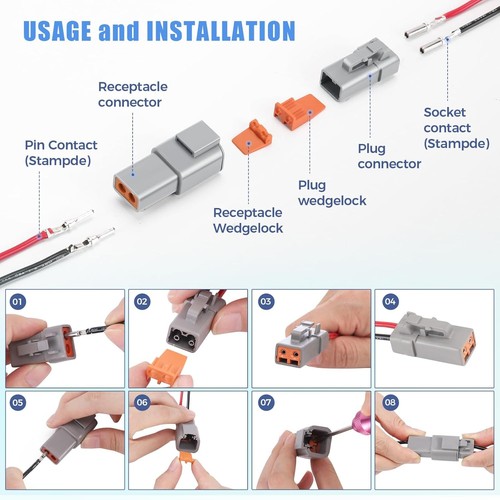 72 PCS Deutsch DTP Connector Kit 4 Pin Automotive Waterproof 4Pin-6Set ...