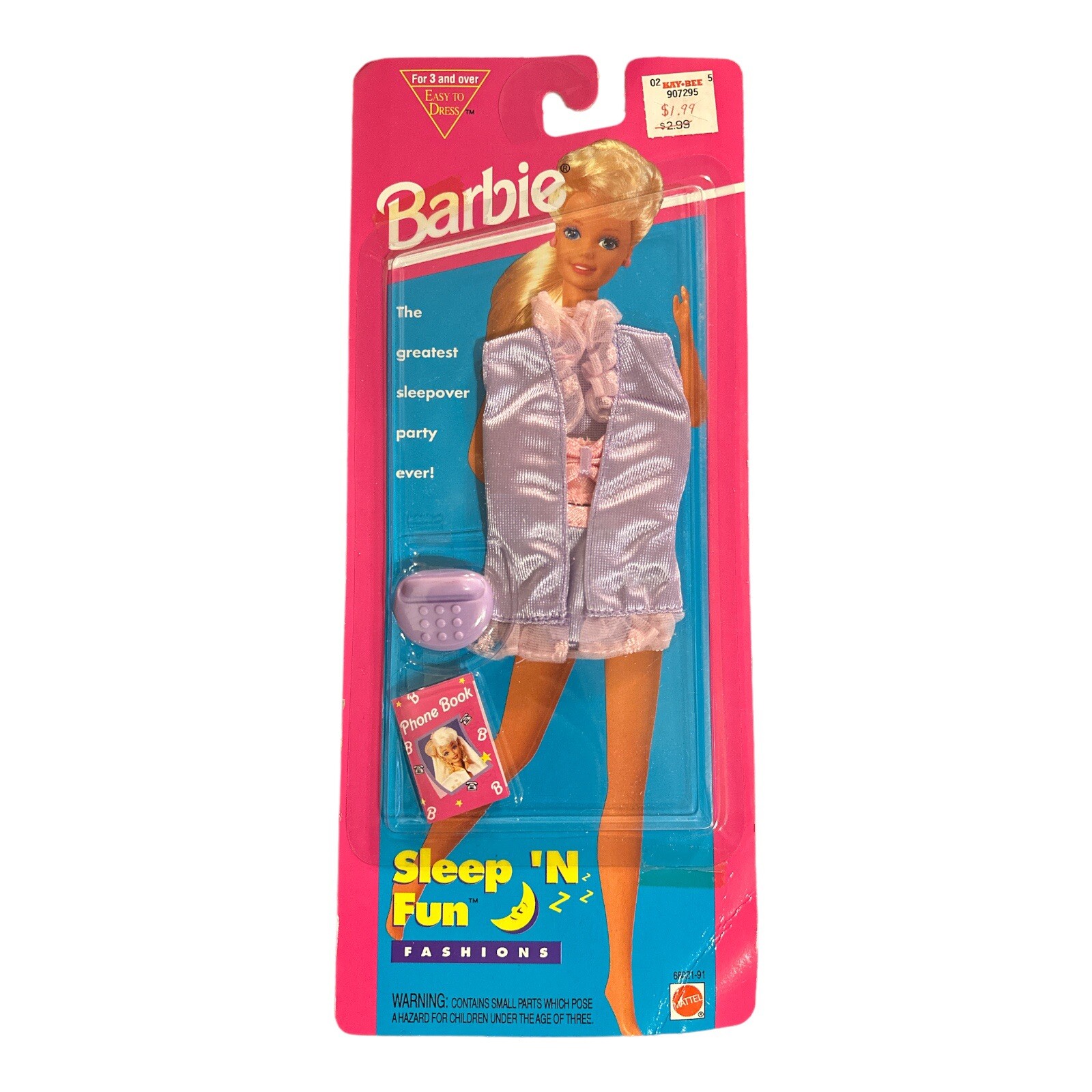 VTG Barbie Sleep N' Fun nightie peignoir set lingerie purple satin pink ...