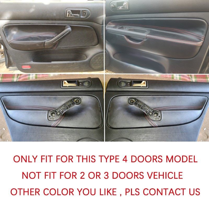 4x Black Interior Door Panels Armrest Leather Cover Fit For Bora Jetta ...