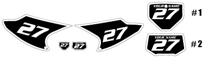 2008-2014 HONDA CRF230F Custom PrePrinted Black Backgrounds White Bold ...