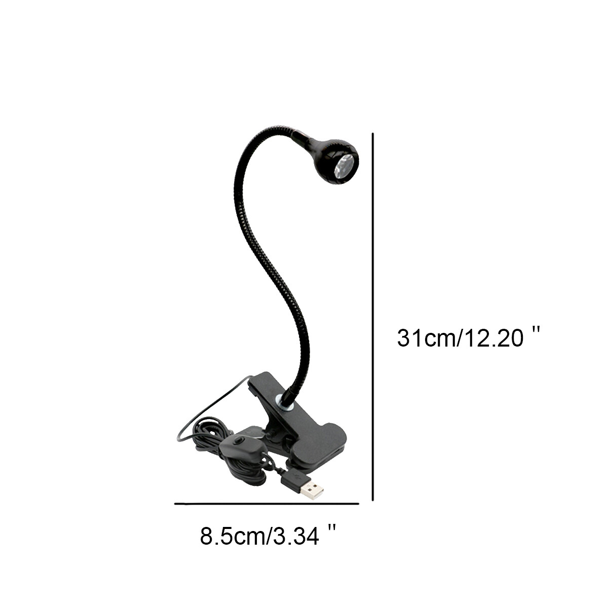 USB Clip-On Desk Lamp Flexible Clamp Reading Light LED Bed Table ...