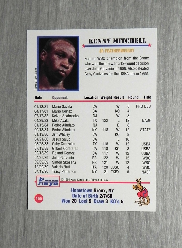 Kenny Mitchell 1991 Kayo Cards Card #155 | eBay