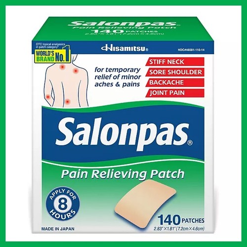SALONPAS PAIN RELIEF PATCHES 140CT | 8-HOUR STRONG BACK PAIN RELIEF ...