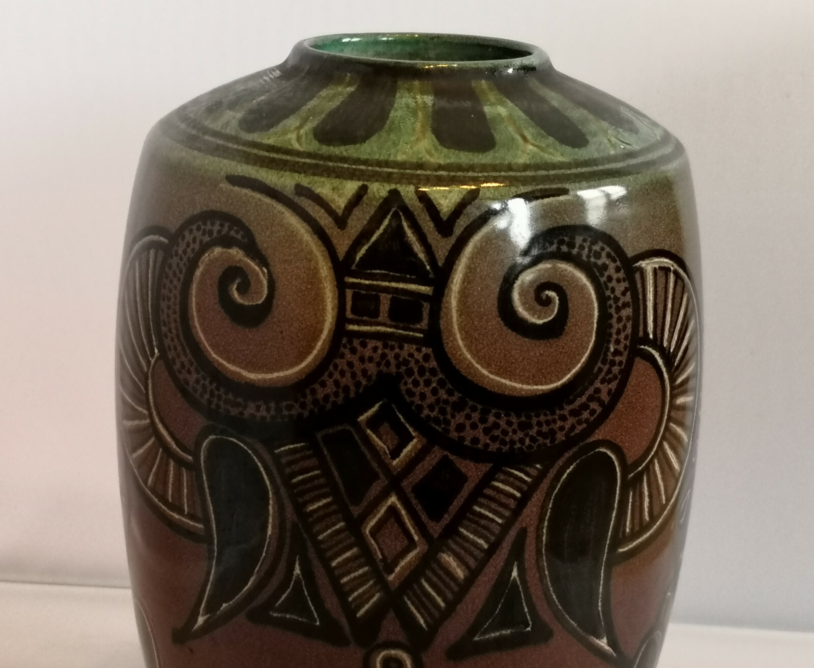 Vaso ceramica maiolica vintage Art-Decò futurista Ceramica Coop. IMOLA ...