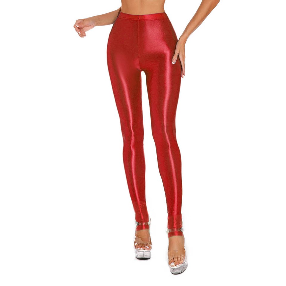 Freebily Women's Glossy Stirrup Step on Foot Fitness Yoga Tights Pants ...
