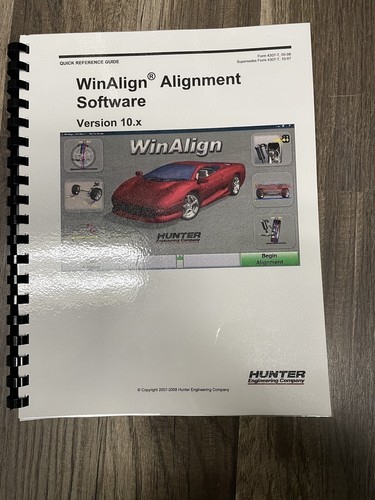 Hunter Engineering WinAlign Alignment Software Version 10 Manual | eBay