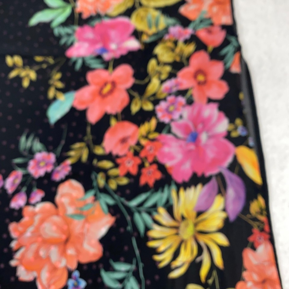 Susan Graver Womens Dress Sz M Black Floral & Polka Dot Sleeveless ...