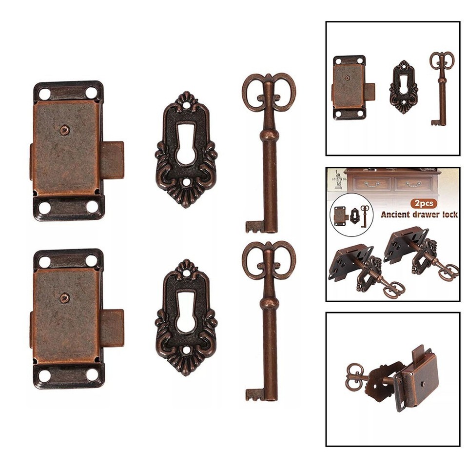 For Cabinet Doors Antique Bronze Lock Set Curio Cabinet Lock Aesthetic ...