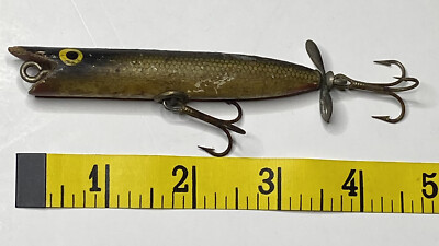 Antique Wooden Gar Fish Lure Fishing Top Water Prop Bait Slow Buzz | eBay