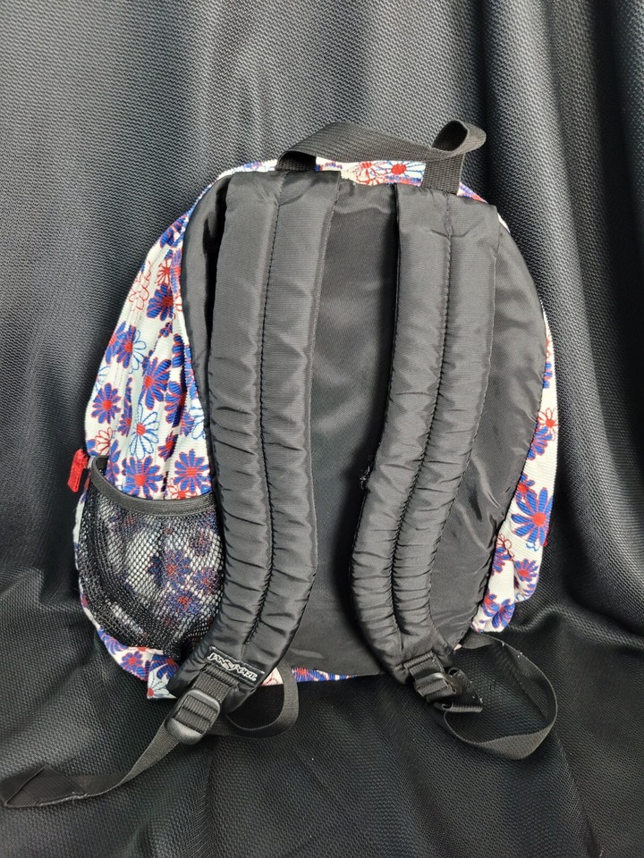 JanSport Daisy Cool Student Backpack Blue/Red/White Daisy Pattern | eBay
