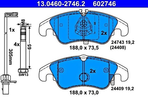 ATE Disc Brake Pad Set For AUDI A4 Allroad Avant A5 Sportback 8F7 8K ...