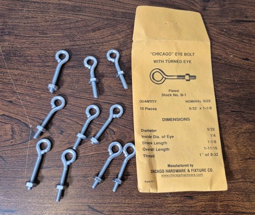 Lot of Chicago Hardware and Fixtures. B-1 Eye Bolts. New Old Stock QTY ...