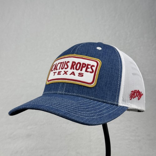 Cactus Ropes Texas Hat Cap Snap Back Blue White Mesh Trucker Patch Mens ...