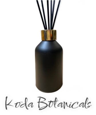 Short Boston REED DIFFUSER GLASSWARE Matt Black Glass w/ Gold Lid 140ml ...