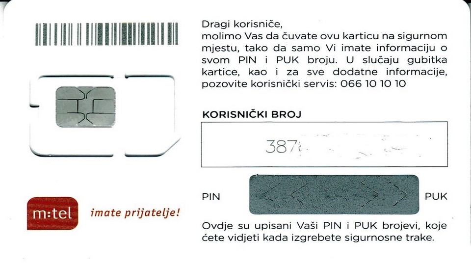 Bosnia (B&H) Mtel prepaid SIM card tripple cut SIM card with +387 phone ...