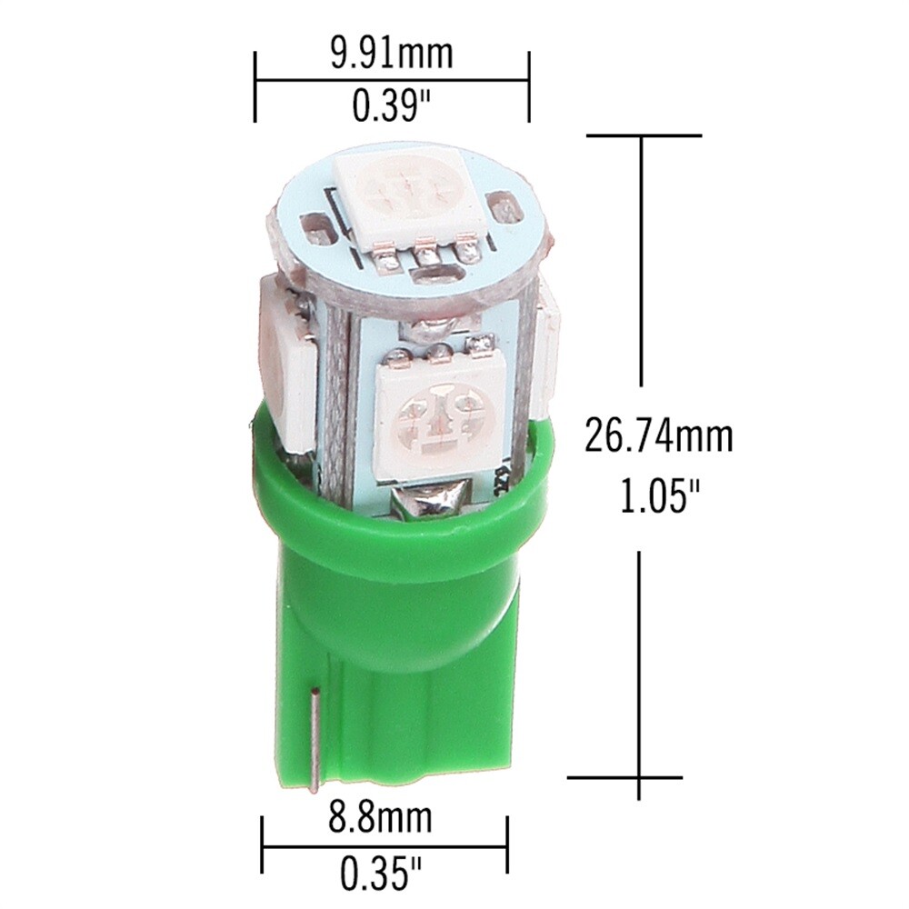6 x T10 PC194 Sockets Green 5-5050-SMD LED Bulb Instrument Gauge Dash ...