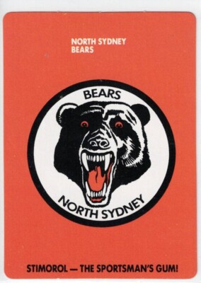 1989 SCANLENS Rugby League - #81 LOGO EMBLEM - NORTH SYDNEY BEARS ...