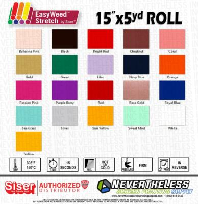 SISER Stretch HTV - Stretch Heat Transfer Vinyl - 15"x5yd - Iron On ...