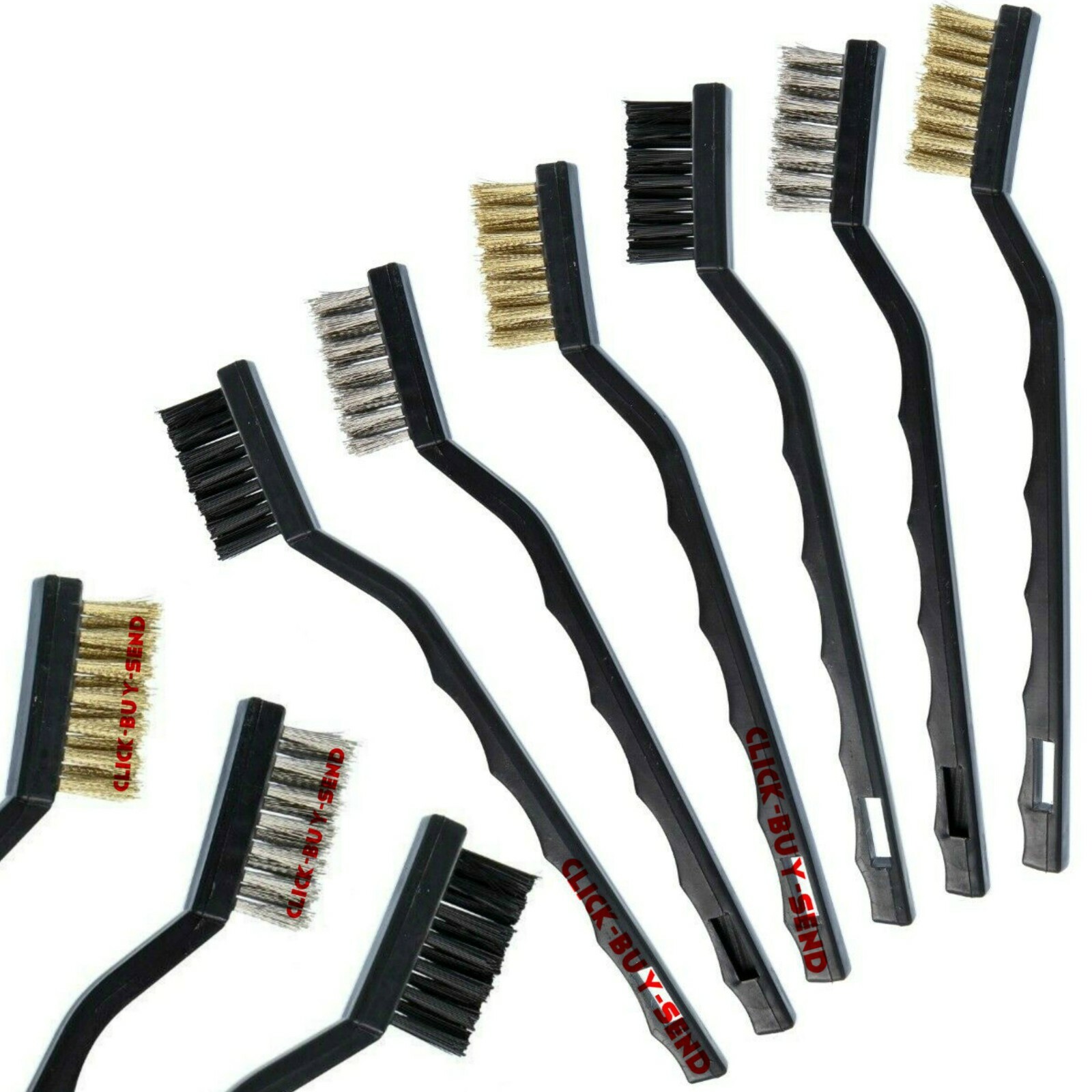 6 PIECE SMALL WIRE BRUSH SET BRUSHES STEEL BRASS NYLON METAL RUST PAINT ...