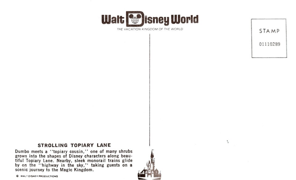 Topiary Lane Walt Disney World Postcard Unposted Vintage | eBay