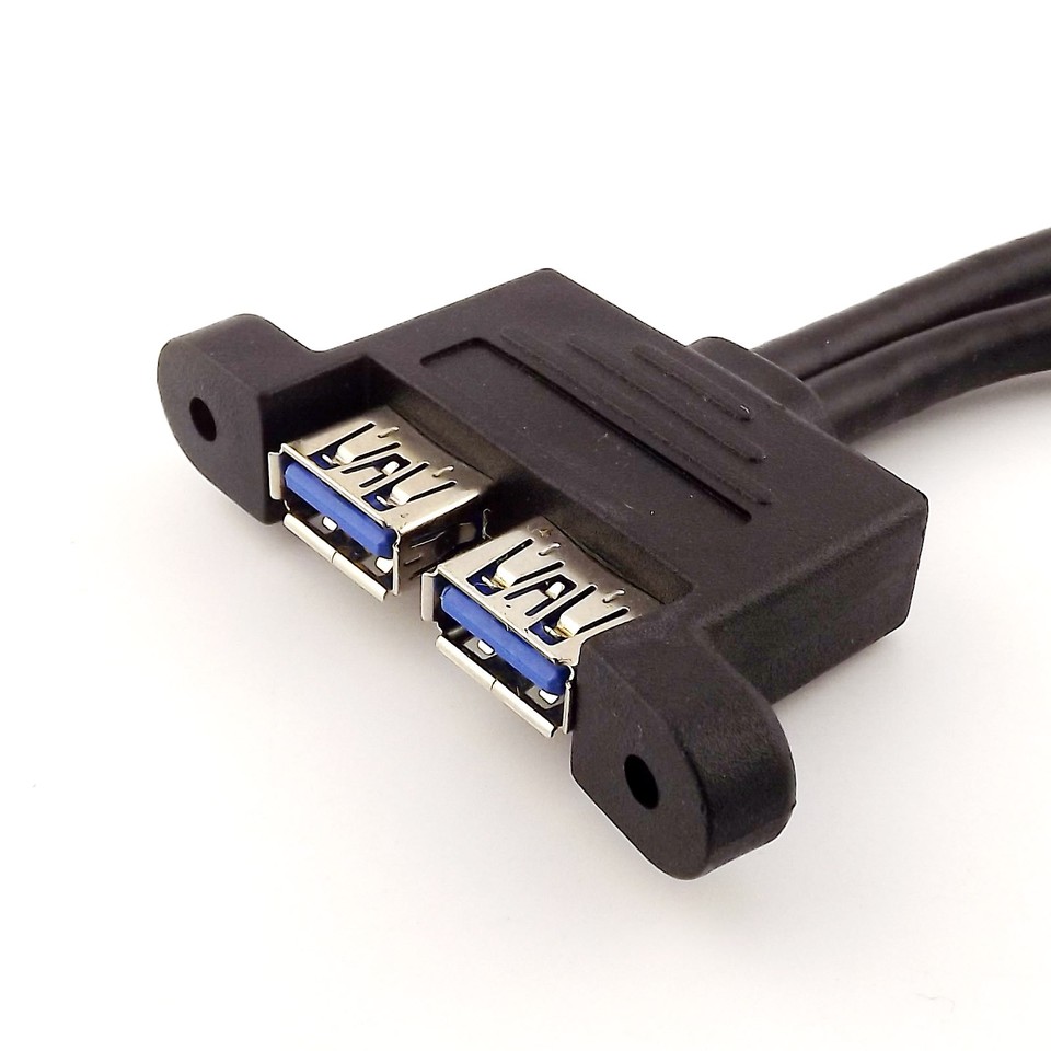 1pcs Dual USB 3.0 A Male to Dual USB 3.0 A Female Socket Panel Mount Y ...