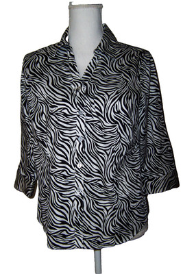 212 Collection Women's Zebra Print Blouse Top Petite Medium | eBay