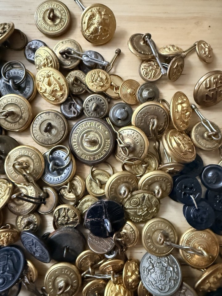 Vintage US Military Buttons Lot - Brass Eagle Anchor Army Navy ...