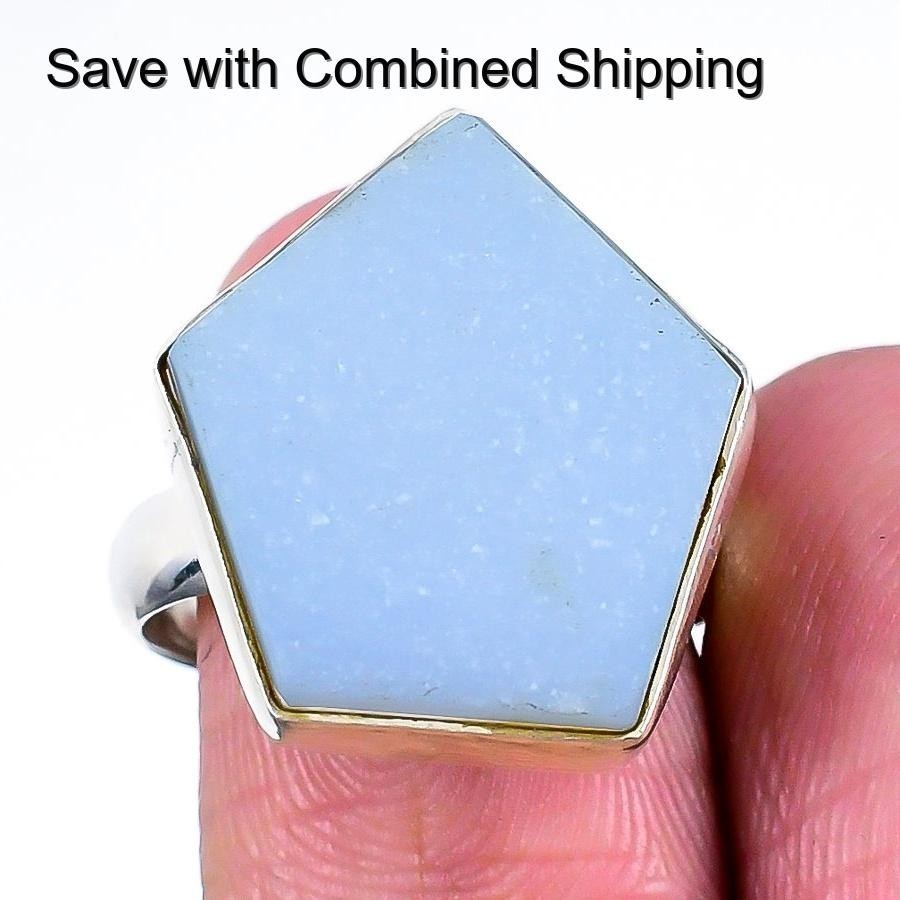 Third Eye Chakra Blue Lace Agate Gemstone Solid Silver Band Statement ...