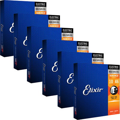 6 Sets Elixir Light NANOWEB Electric Guitar Strings 12052 10-46 | eBay