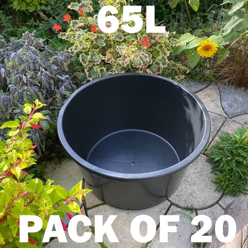 65L Plant Pot, Round Large Garden Outdoor Flower Tree Planter Tub, PACK ...