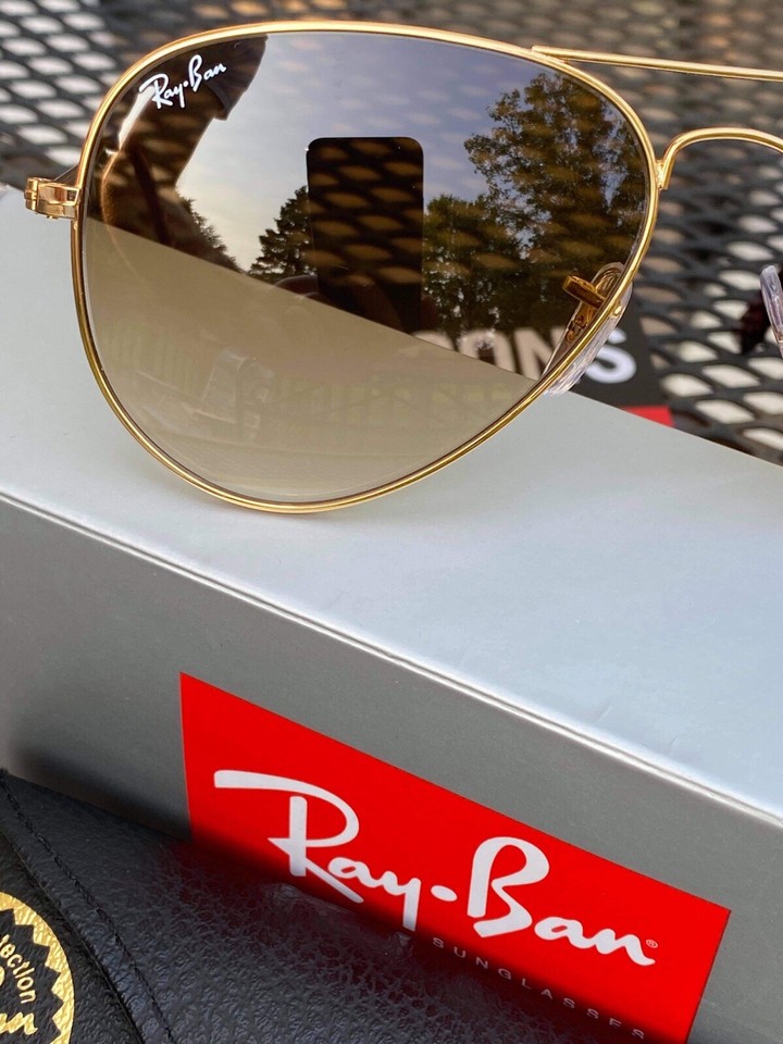 New Ray-Ban Aviator Pilot RB3025 Gradient Brown Sunglasses 58mm | eBay