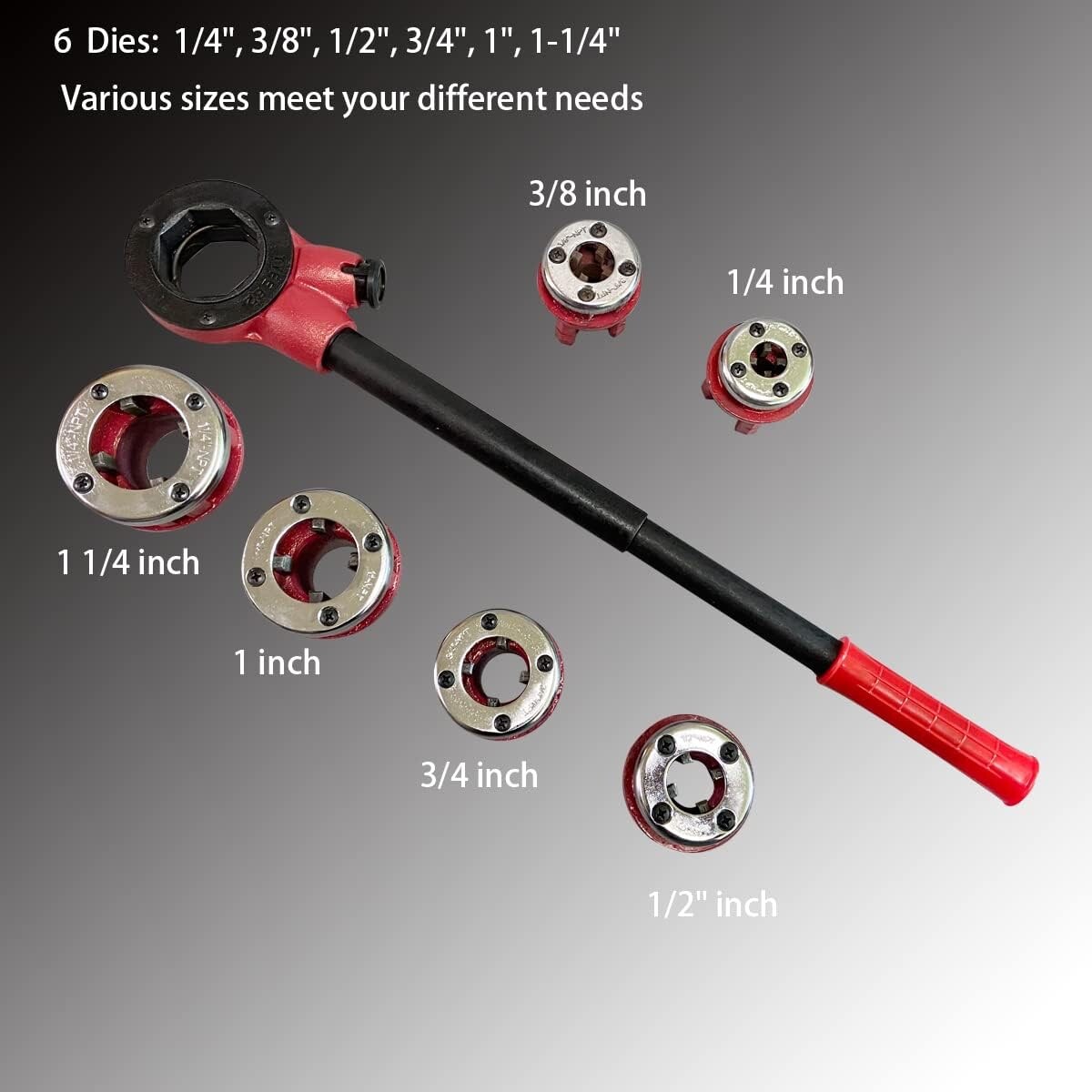 Manual Pipe Threader Pipe Threading Tool 1/4" NPT - 1-1/4" NPT 6PCS ...