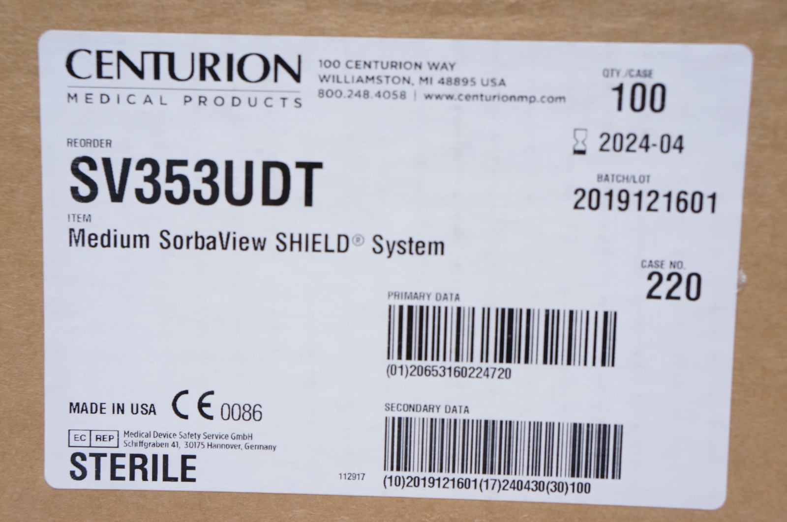 Centurion SV353UDT Medium SorbaView Shield System - Box of 100 | eBay