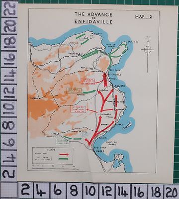 WW2 MAP ~ THE ADVANCE TO ENFIDAVILLE 8th ARMY U.S CORPS SFAX SOUSSE ...