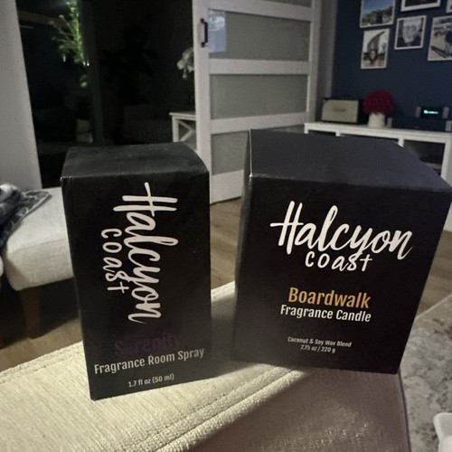 Halcyon Coast Coconut & Soy Blend Candle & Serenity Fragrance Room Spray NIB | eBay