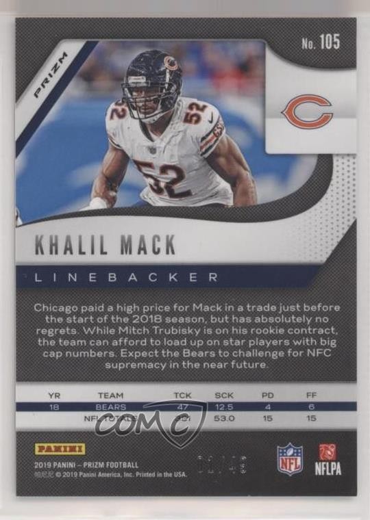 2019 Panini Prizm Purple Power Prizm /49 Khalil Mack #105 | eBay