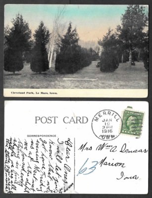 1916 Iowa Postcard - Le Mars - Cleveland Park | eBay