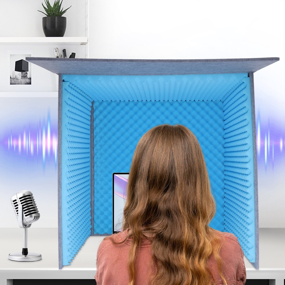 Desktop Soundproof Cover Noise Isolation Booth Vocal Sound Absorbing ...